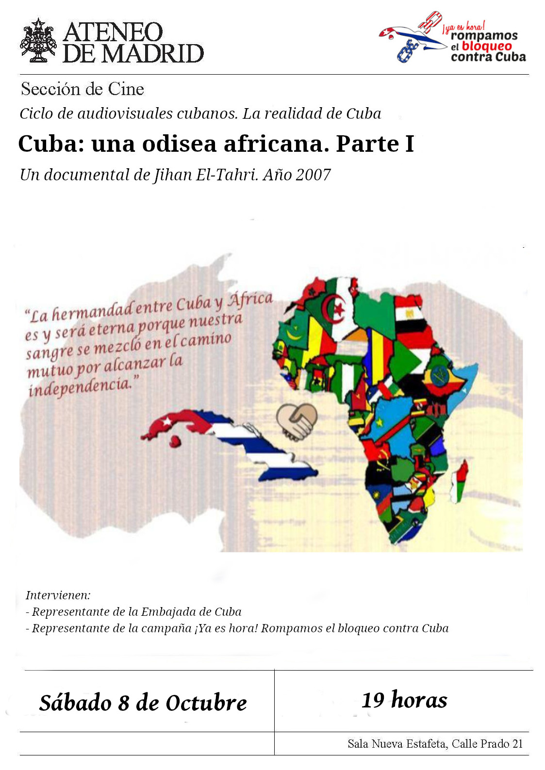 Campaña ya es hora rompamos el bloqueo contra Cuba. Proyección del ...
